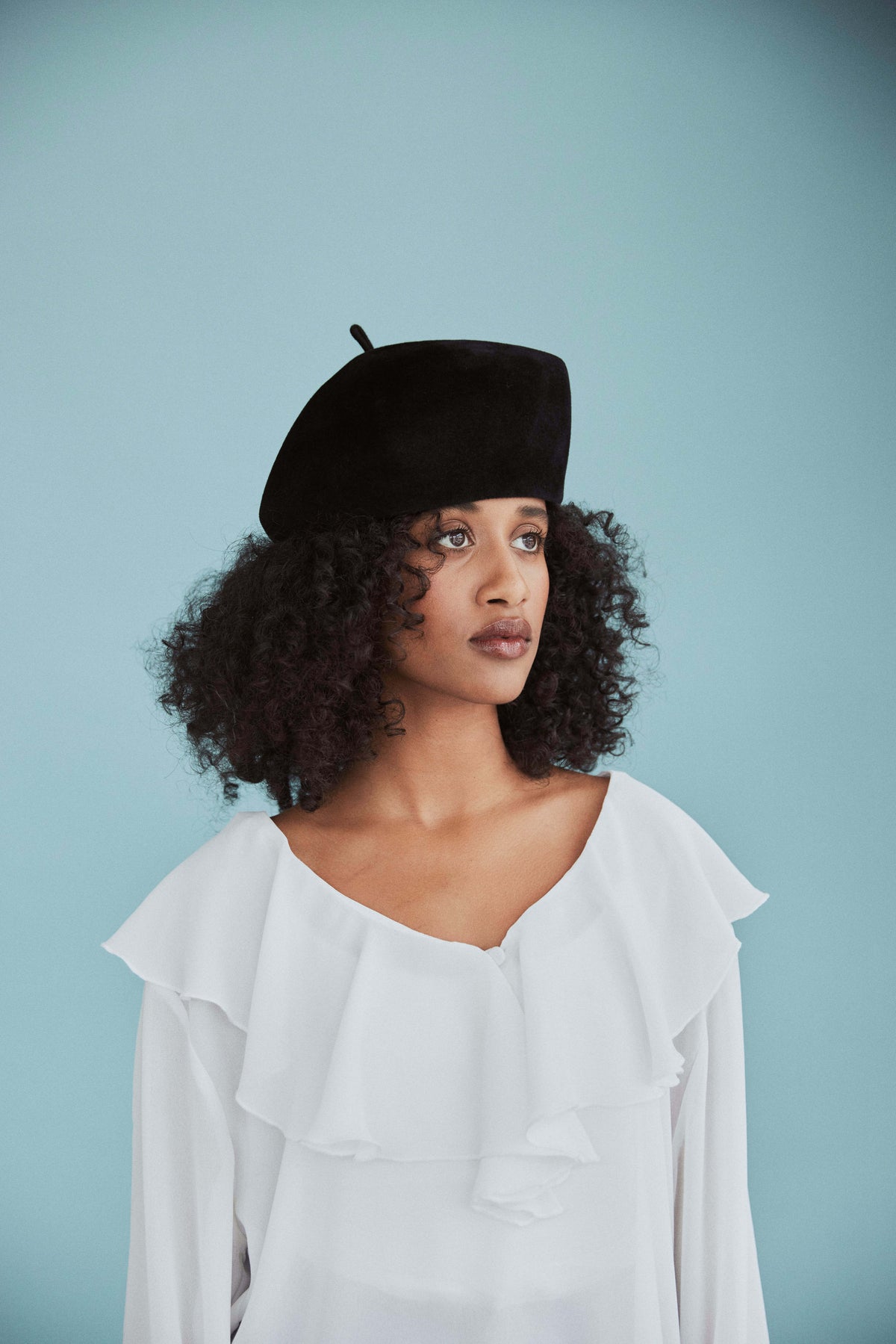 The Harbin – Structured Velour Felt Beret with Asymmetrical Shape ...