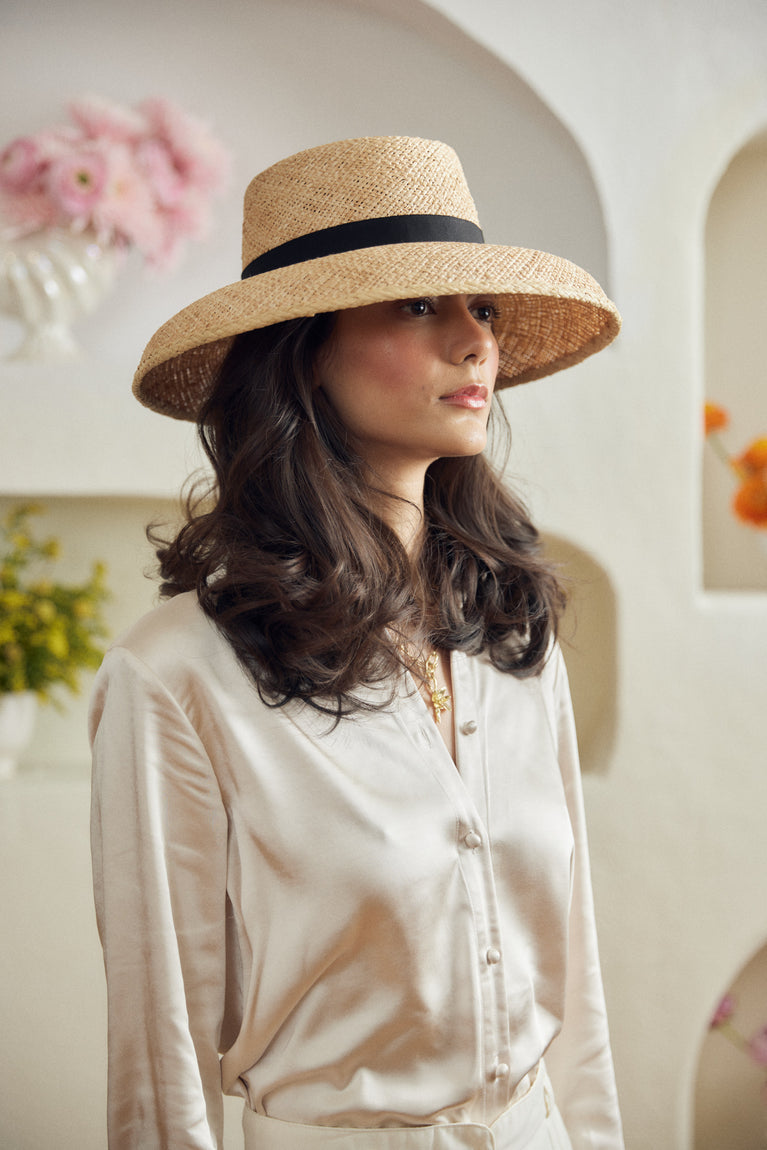 Classic Wide Brim Straw Boater Hat – Natural Sun Protection – Heirloom Hats