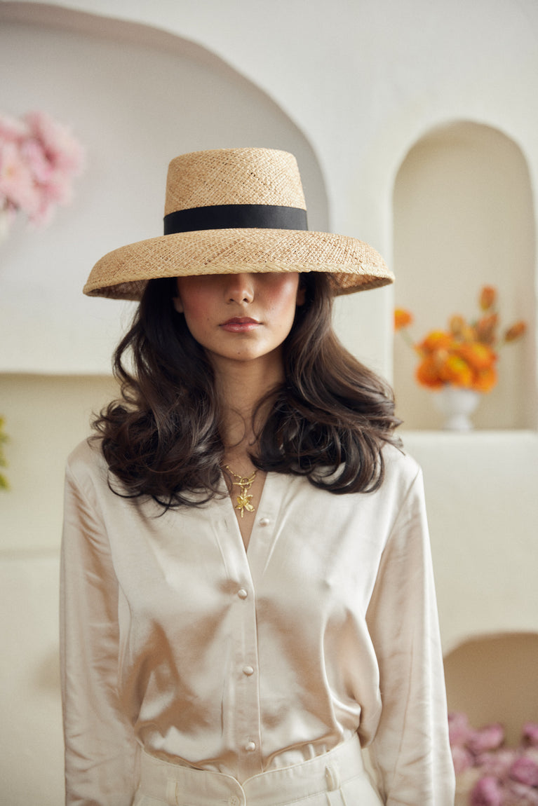 Classic Wide Brim Straw Boater Hat – Natural Sun Protection – Heirloom Hats